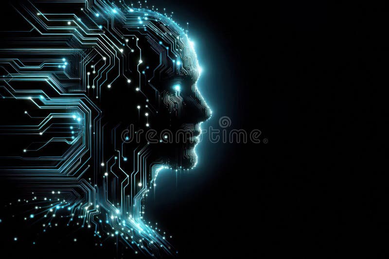 Silhouette of Man with Glowing Electronic Connections in it Technology ...