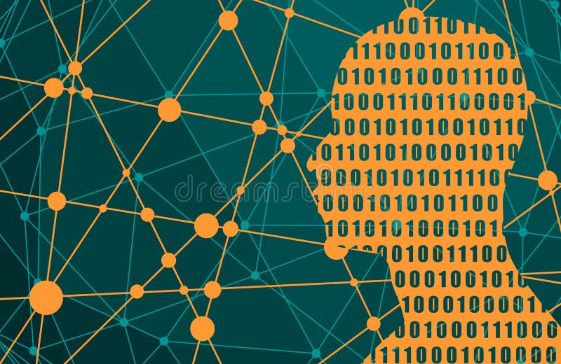 Head Silhouette Binary Code Stock Illustrations – 437 Head Silhouette ...