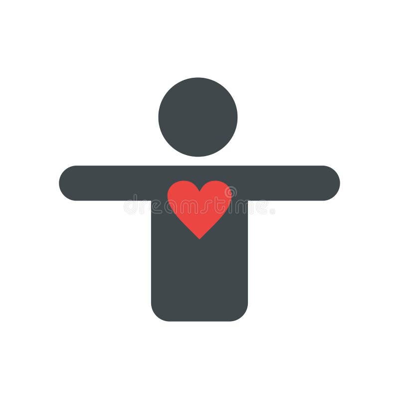 Silhouette of a Man with a Heart Flat Icon Stock Vector - Illustration ...