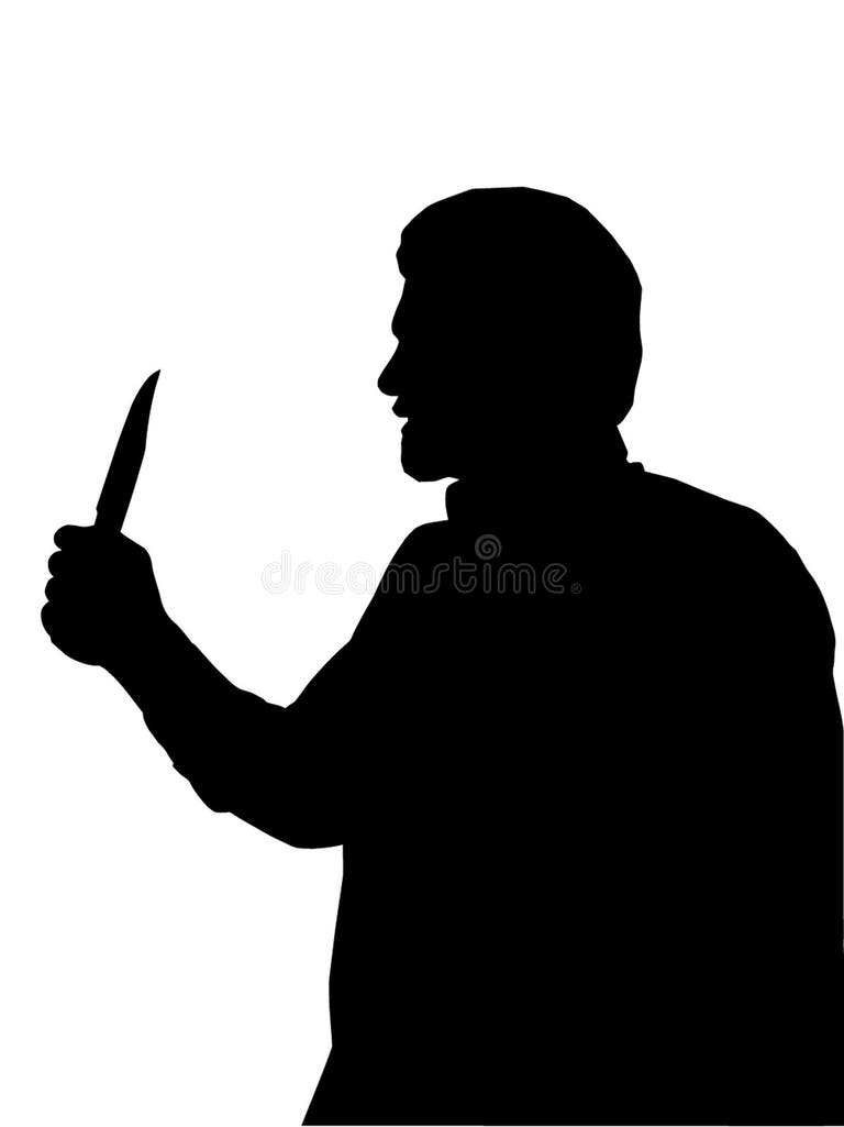 Silhouette Man Holding Knife Stock Illustrations – 195 Silhouette Man ...