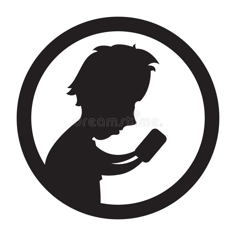 Silhouette Of Man Holding Mobile Vector Illustration Decorative Design