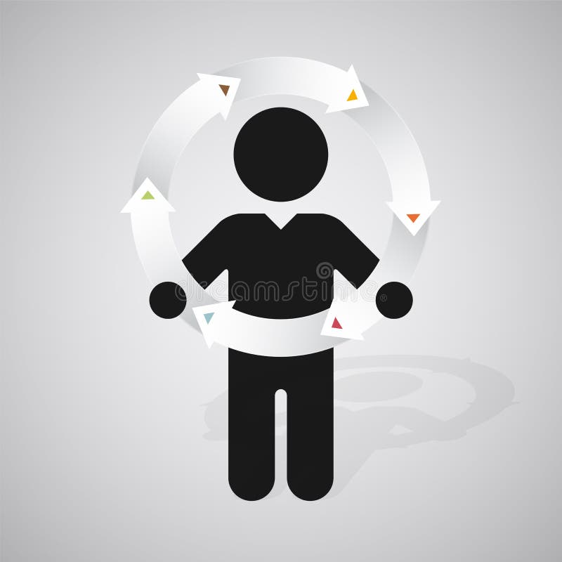Silhouette of a Man Holds Wheel of Arrows Stock Vector - Illustration ...