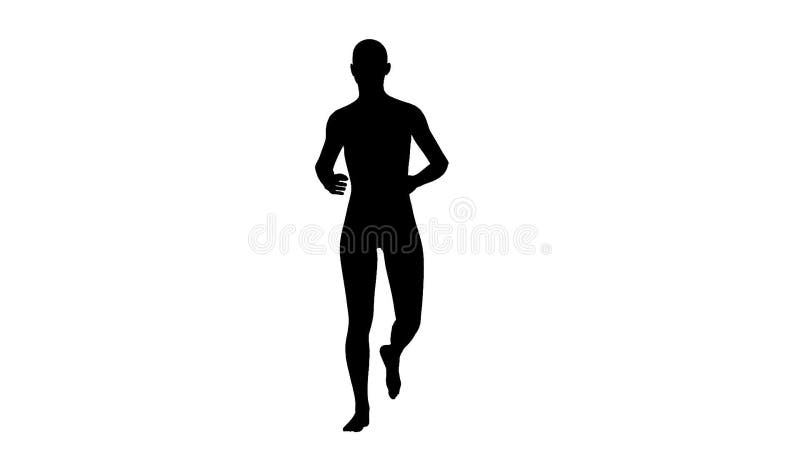 Silhouette of Man Running To the Left on White Background Looping Stock ...