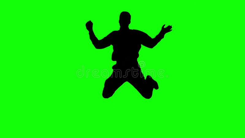 Silhouette of a Jumping Man on Green Screen Stock Footage - Video of ...
