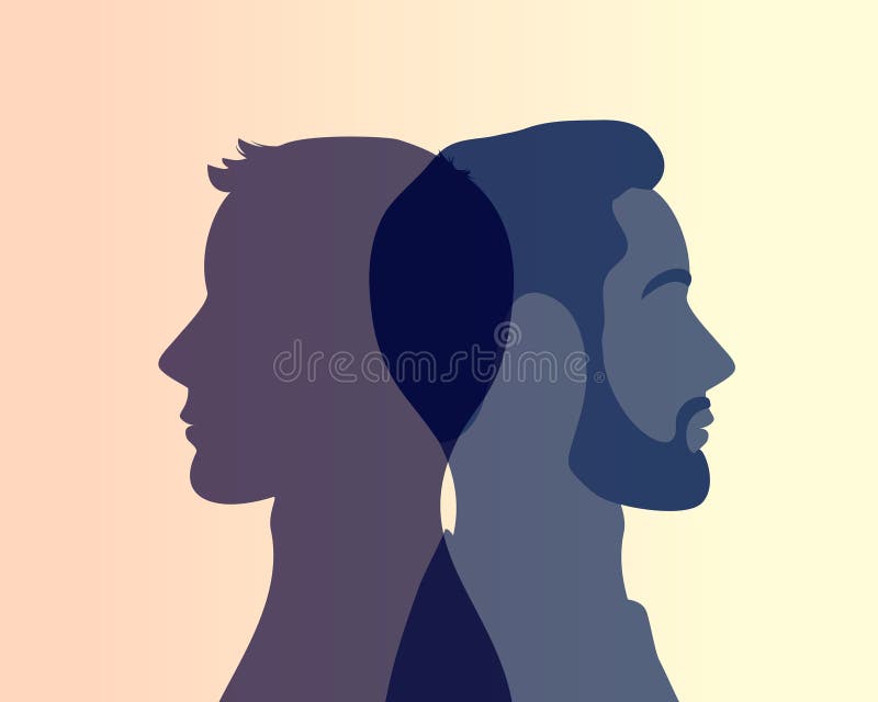 Silhouette of Man and Man. Common Features and Difference between Pair ...