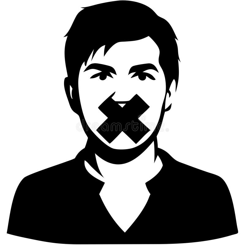 Silhouette of a Man with Mouth Covered Symbolizing Silence in ...