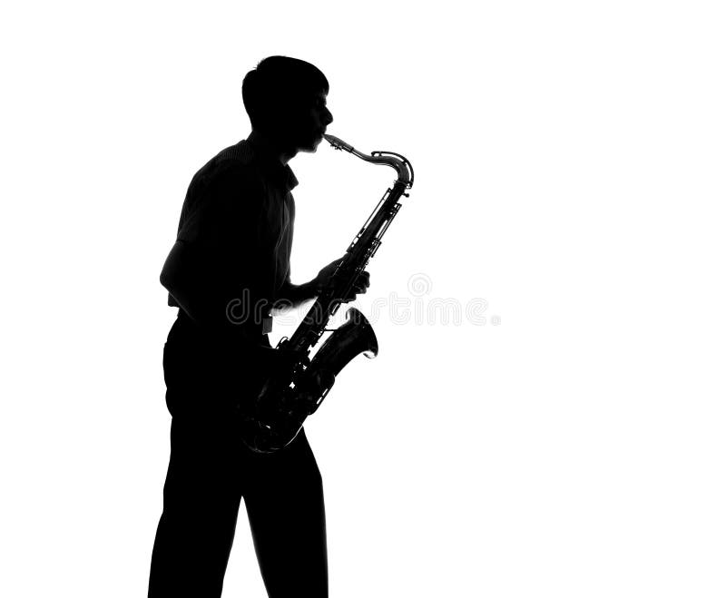Silhouette of a Man Playing the Sax Stock Photo - Image of person ...