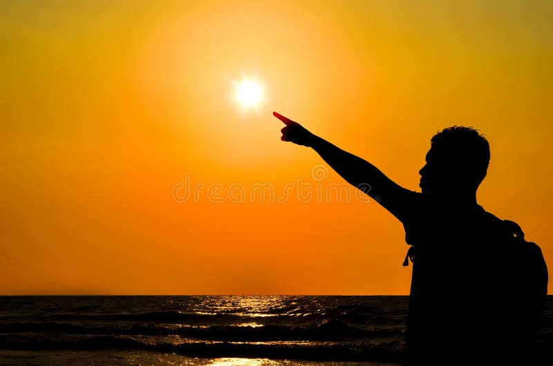 Silhouette person pointing stock photo. Image of hand - 8961404