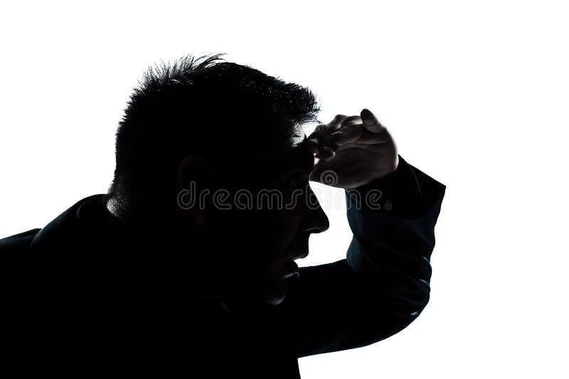 Silhouette Man Portrait Looking Forward Gesture Stock Image - Image of ...