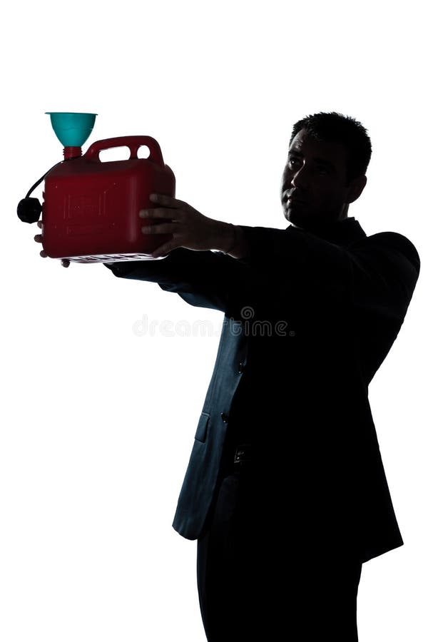 Silhouette Man Portrait Out of Gas Begging Stock Image - Image of ...