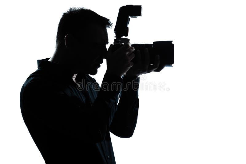 Silhouette Man Portrait Photographer Stock Image - Image of background ...