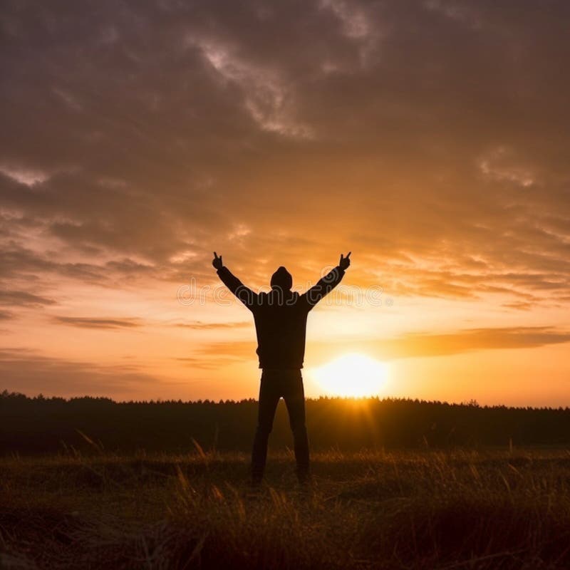 Silhouette Man Standing Hands Up Stock Illustrations – 189 Silhouette ...