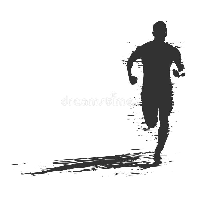 Silhouette of a Man Running, Capturing Motion and Speed. Stock Vector ...