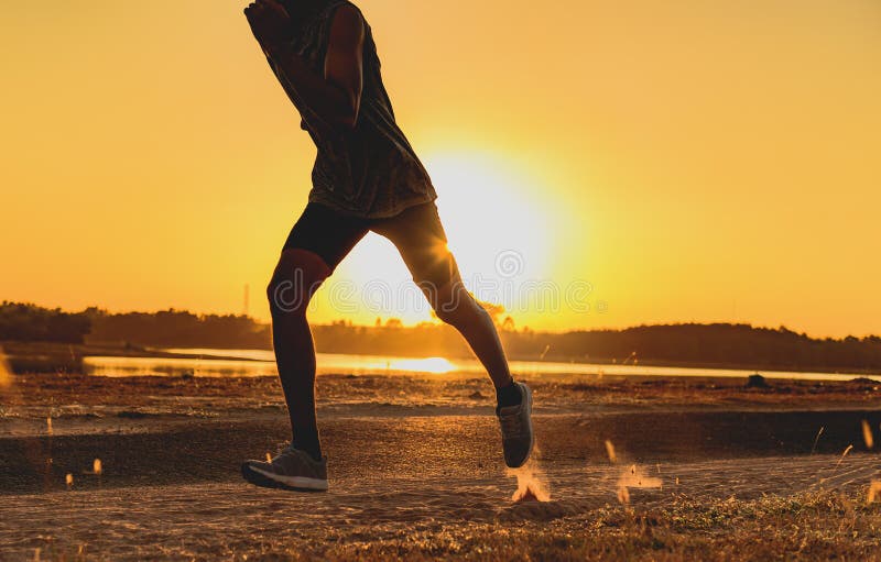 Silhouette of a Man Running is Exercising the Evening Stock Image ...