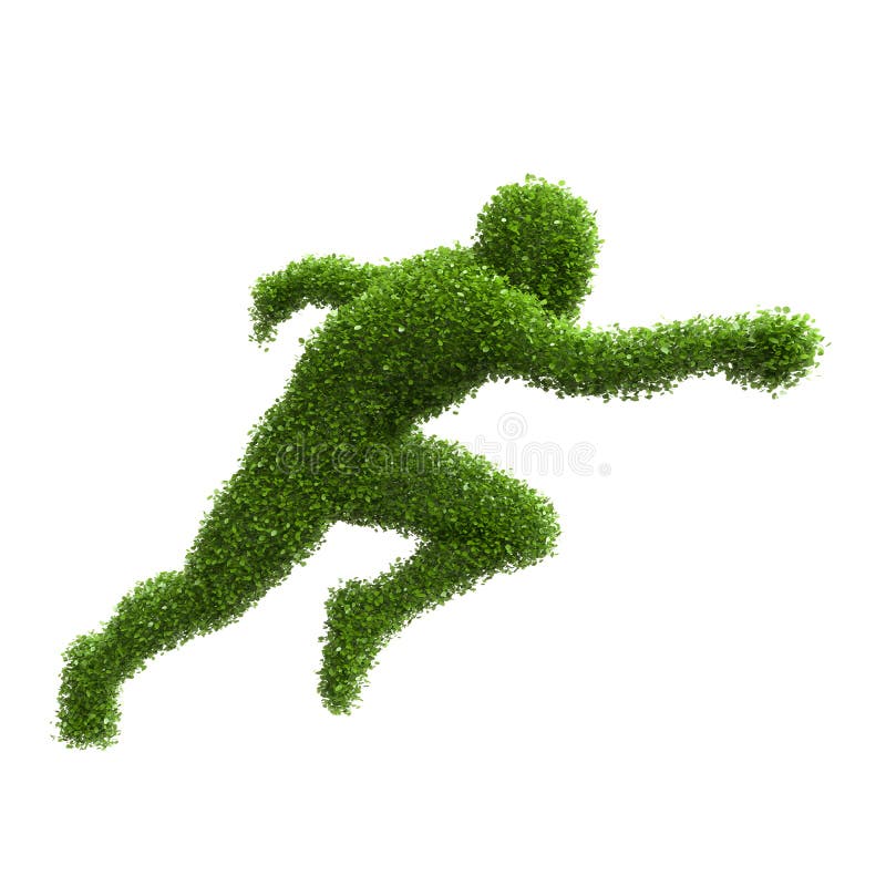 Silhouette of a Man Running from Green Leaves Stock Illustration ...