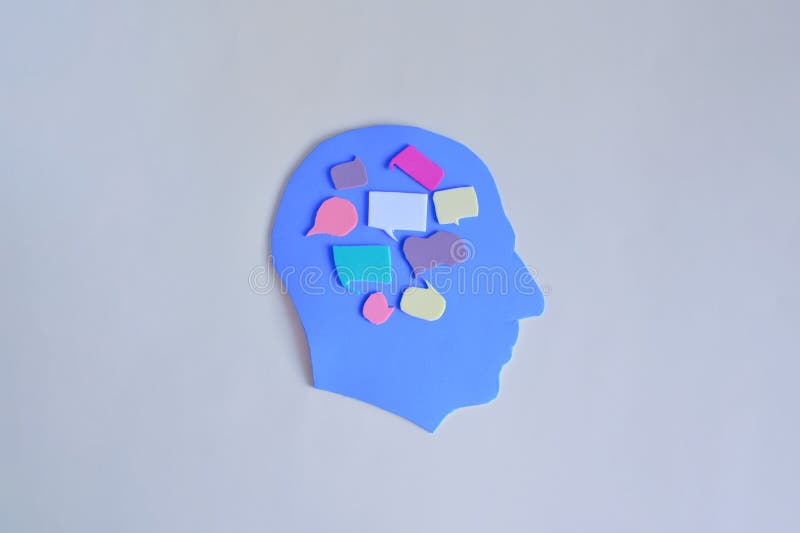 The Silhouette of a Man S Head and His Thoughts in the Form of Short ...