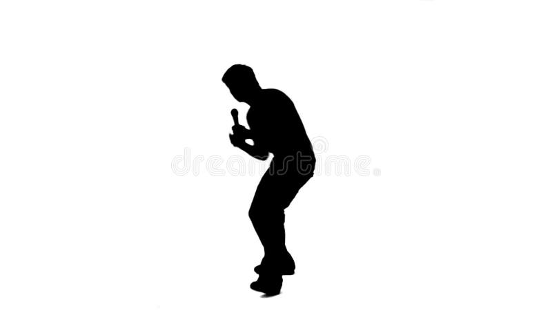 Silhouette Hip-hop Man Singing Rap, Walking and Making Gestures. Stock ...