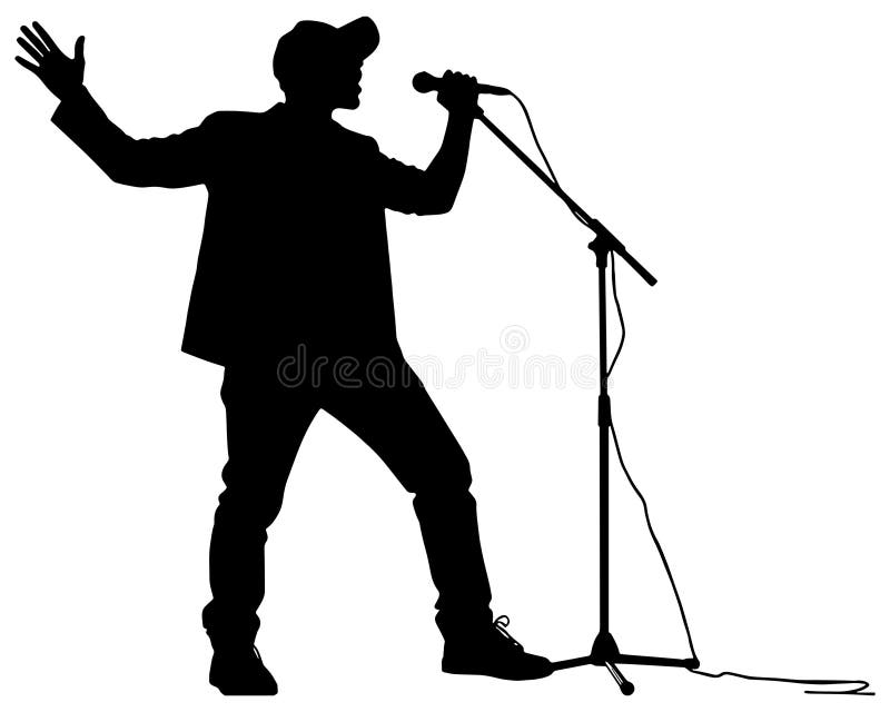 Silhouette of a Man Singing on Stage. Generative AI Stock Vector ...