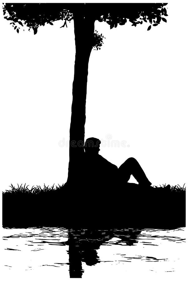 Drawing Of A Man Sitting Under A Tree