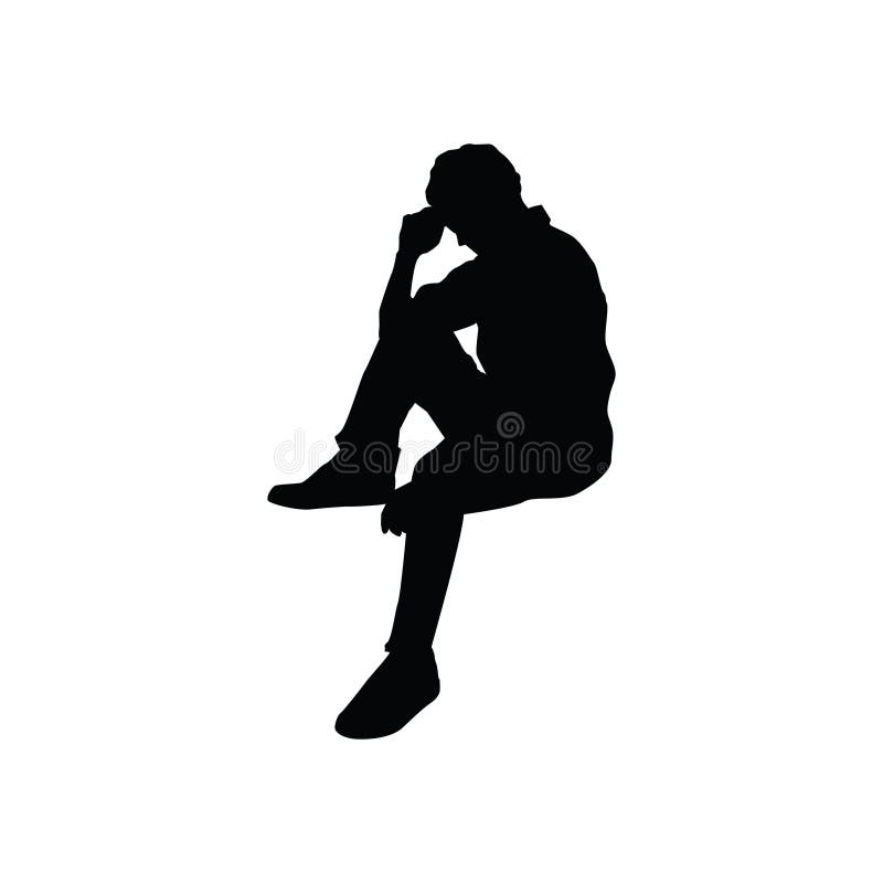 Silhouette of Man Sitting. Vector Illustration Decorative Design Stock ...