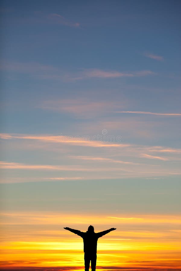 Young Man Spreading Arms in Nature Stock Image - Image of people ...