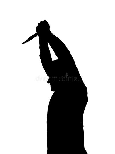 Silhouette of Man Stabbing Victim Stock Vector - Illustration of ...