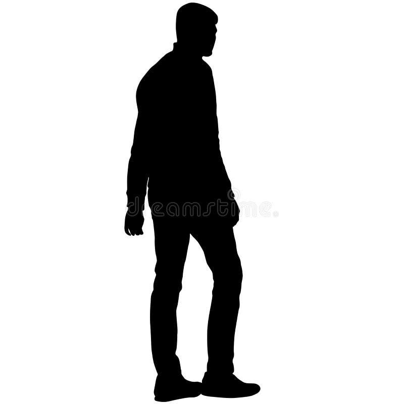 Silhouette Man Stand Side by Side and Talk Stock Vector - Illustration ...
