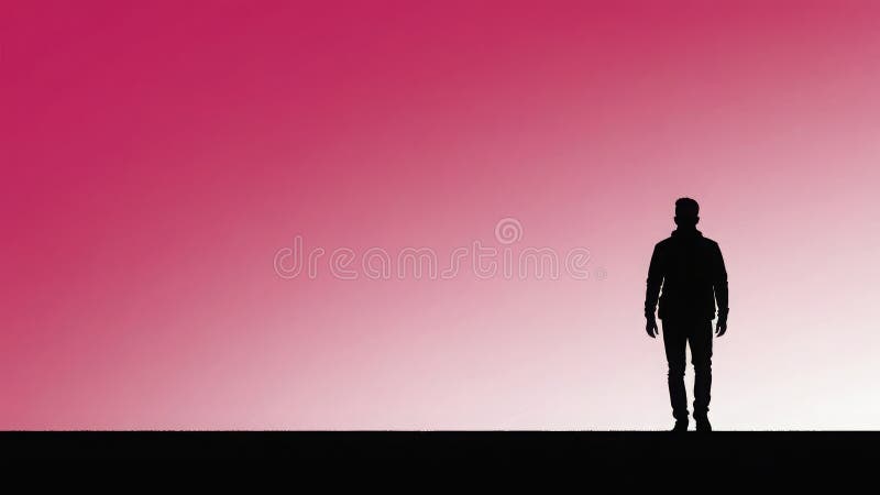 Silhouette Man Standing Against Pink Gradient Background Stock Photos ...