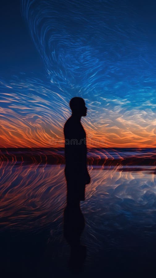 A Silhouette of a Man Standing in Front of a Sunset. Generative AI ...