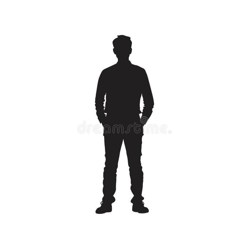 Silhouette of Man Standing with Hands in Pockets. Vector Icon Design ...