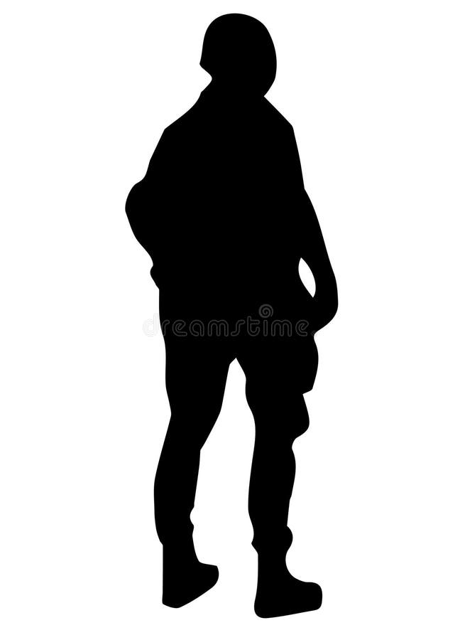Silhouette of a Man Standing with His Back. Human S Figure Stock ...