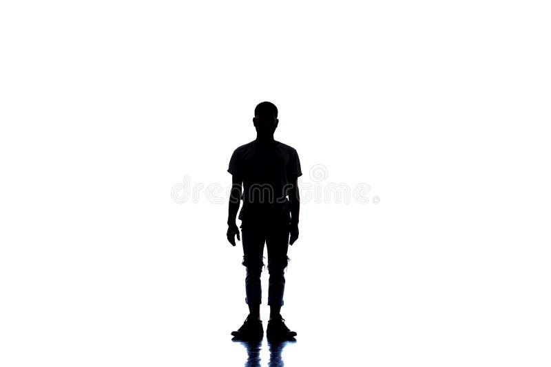 Silhouette of a Man Standing Still Stock Image - Image of isolated ...