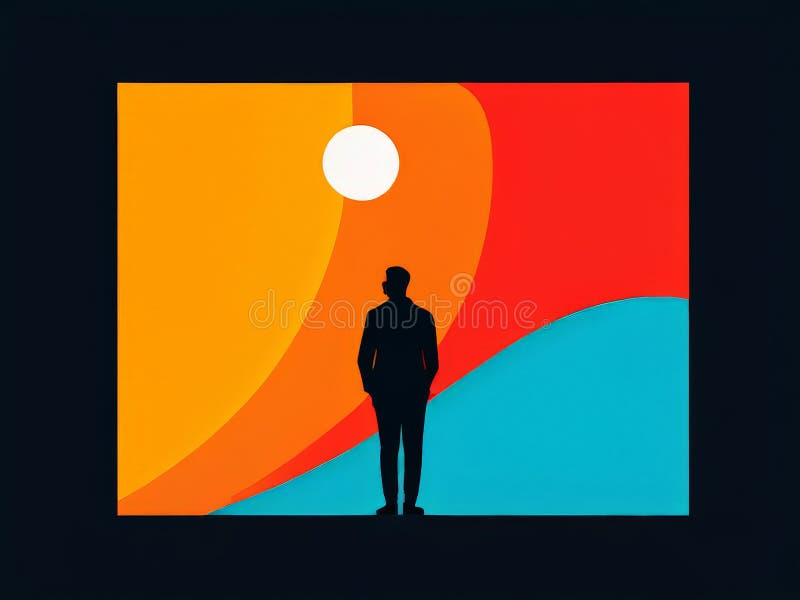 Silhouette of a Man in Suit with Rainbow Stock Illustration ...