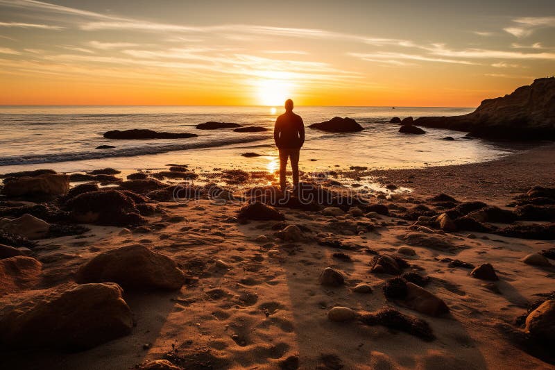 Sad Man Silhouette Worried Beach Stock Photos - Free & Royalty-Free ...