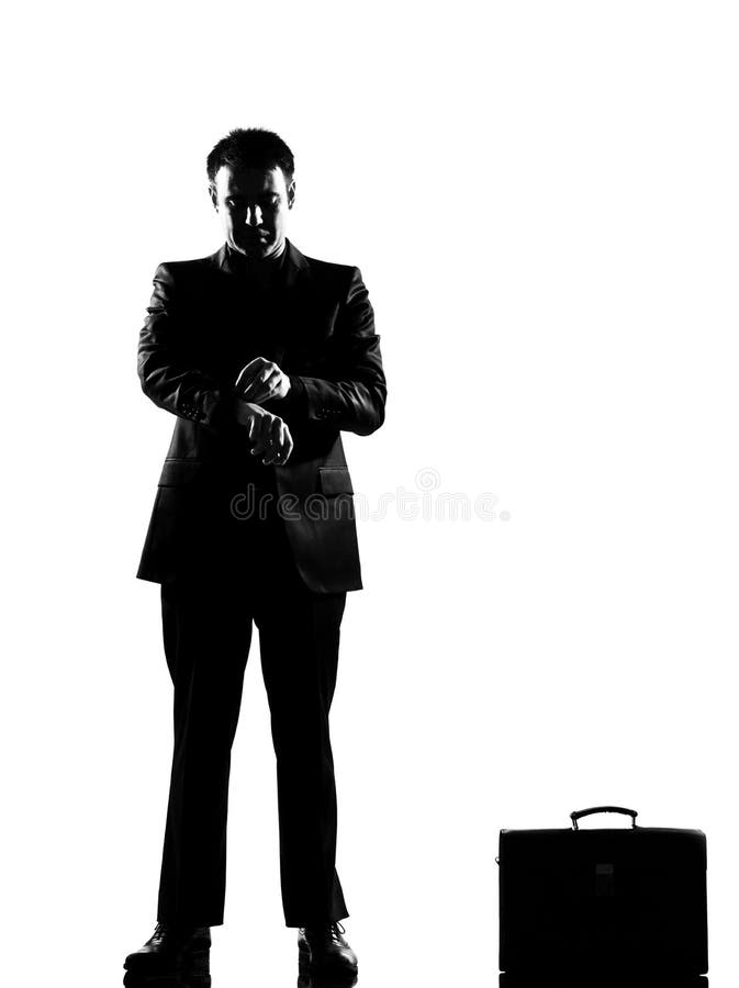 Silhouette Man Waiting Checking the Time Stock Photo - Image of suit ...