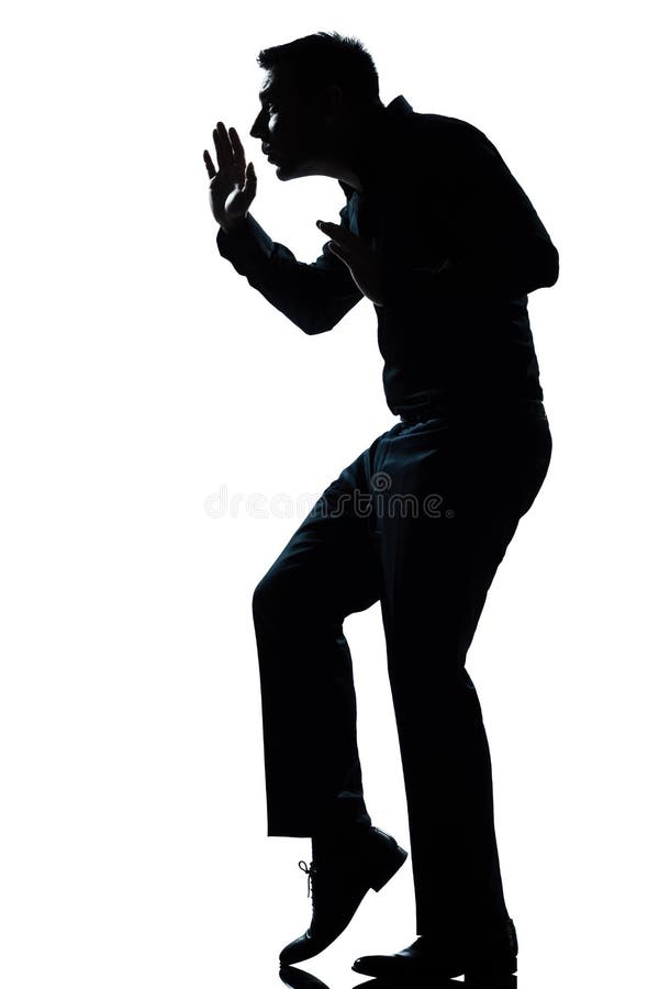 Silhouette Man Walking Tiptoe Quietly Full Length Stock Image - Image ...