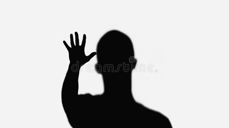 Silhouette of Man Waving Hand Isolated Stock Image - Image of white ...
