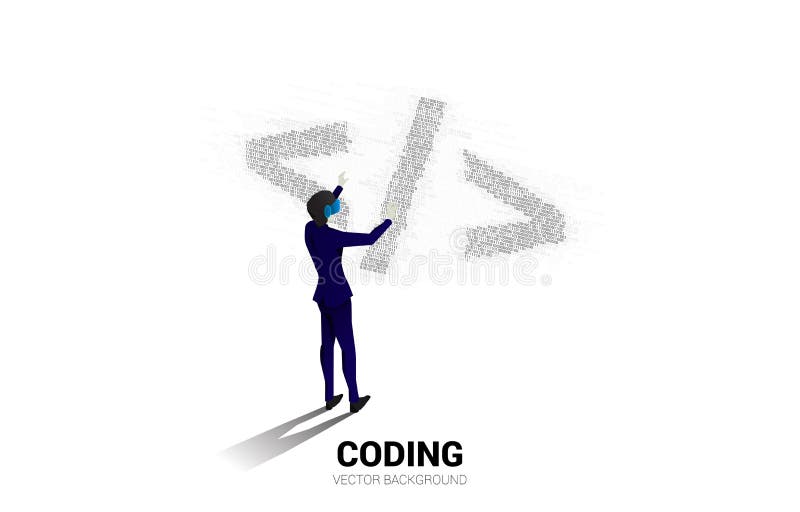 Silhouette Man Wear VR Glasses Software Development Programming Tag ...