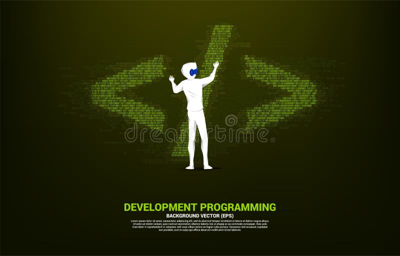 Silhouette Man Wear VR Glasses Software Development Programming Tag ...