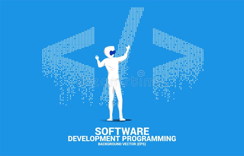 Silhouette Man Wear VR Glasses Software Development Programming Tag ...