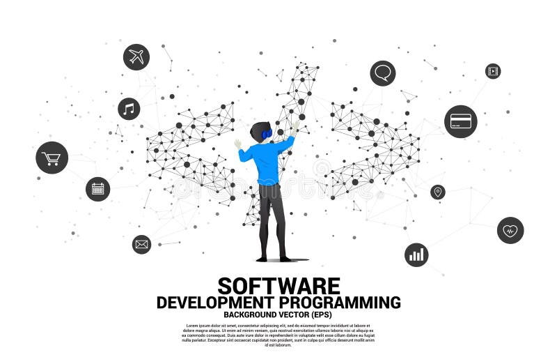 Silhouette Man Wear VR Glasses Software Development Programming Tag ...