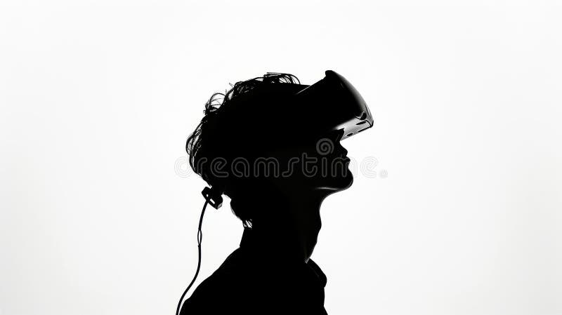 Silhouette Man Wearing Vr Headset Digital Innovation Stock Photos ...