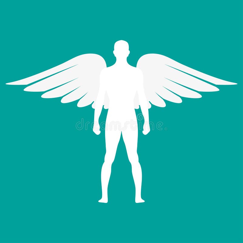 Silhouette Of A Man With Wings In White Color. Vector Illustration ...