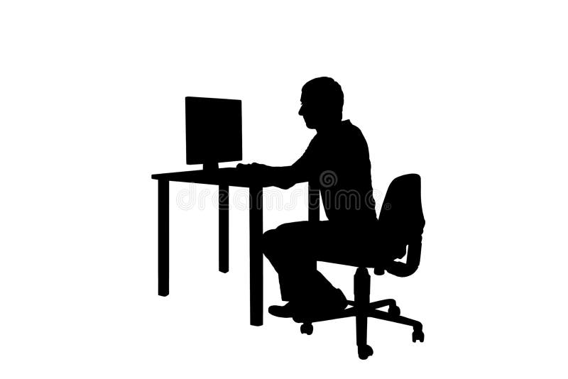 Silhouette man at work stock illustration. Illustration of desktop - 702393