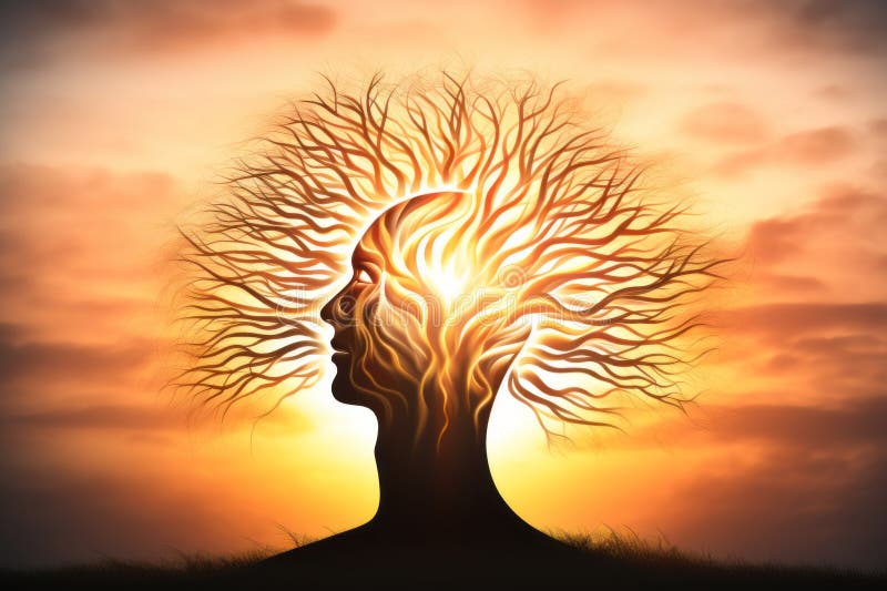 The Silhouette of a Mans Head with a Tree Growing Out of it Stock ...