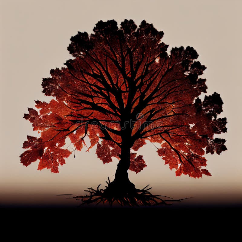 Silhouette of a Maple Tree, Made with Generative AI Stock Illustration ...