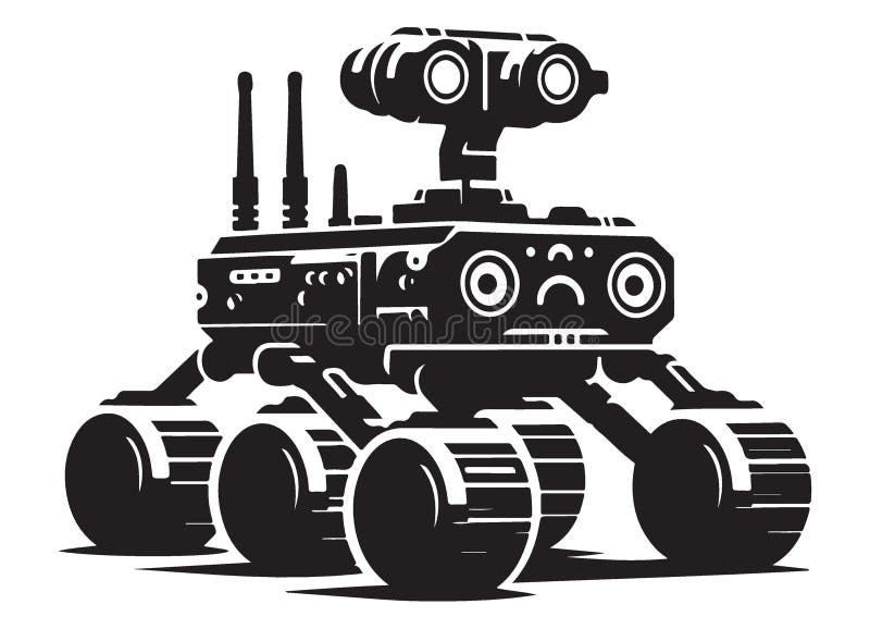 Silhouette of Mars Rover Vector Illustration for Space Science Design ...