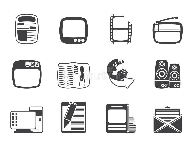 Silhouette Media icons stock vector. Illustration of film - 58474978