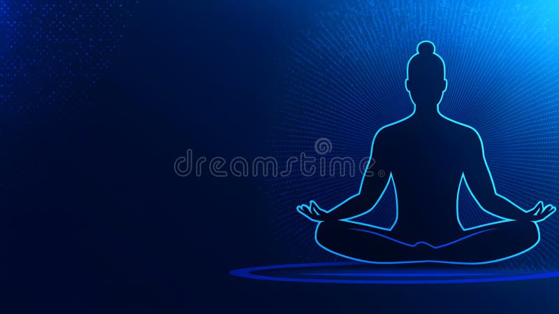 Silhouette of a Meditating Figure in Blue Light Stock Image - Image of ...
