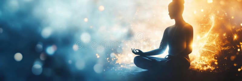 Silhouette of a Meditating Figure in a Tranquil Setting Promoting ...